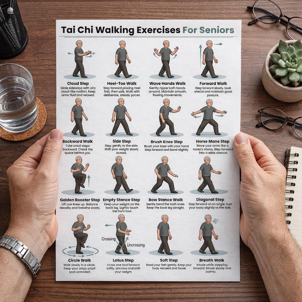 Printable Tai Chi Walking Exercises for Seniors | Safe Walking Routine ...