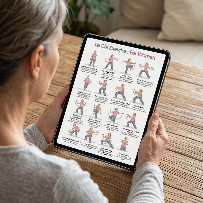 Printable Tai Chi Exercises for Women | Gentle Tai Chi Exercise Chart ...