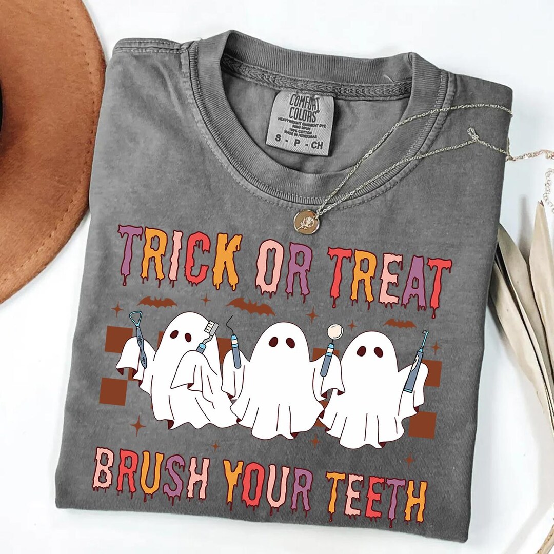 Trick or Treat Png, Brush Your Teeth Png, Halloween Dentist Png, Retro ...