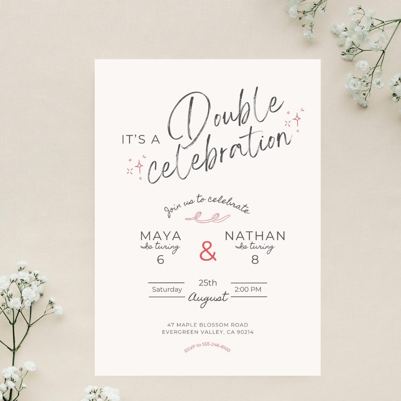 Joint Birthday Invitation Sibling Birthday Party Joint Birthday Party ...