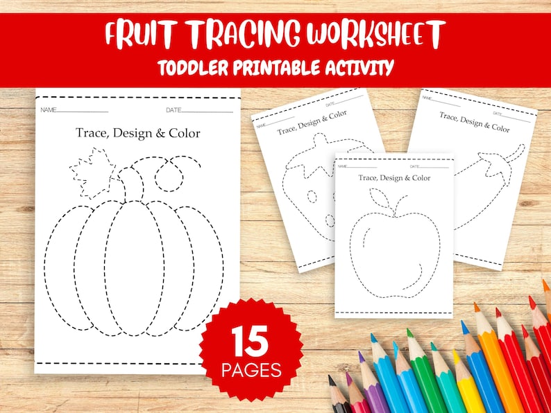Kids Fruit Tracing Pages - Etsy
