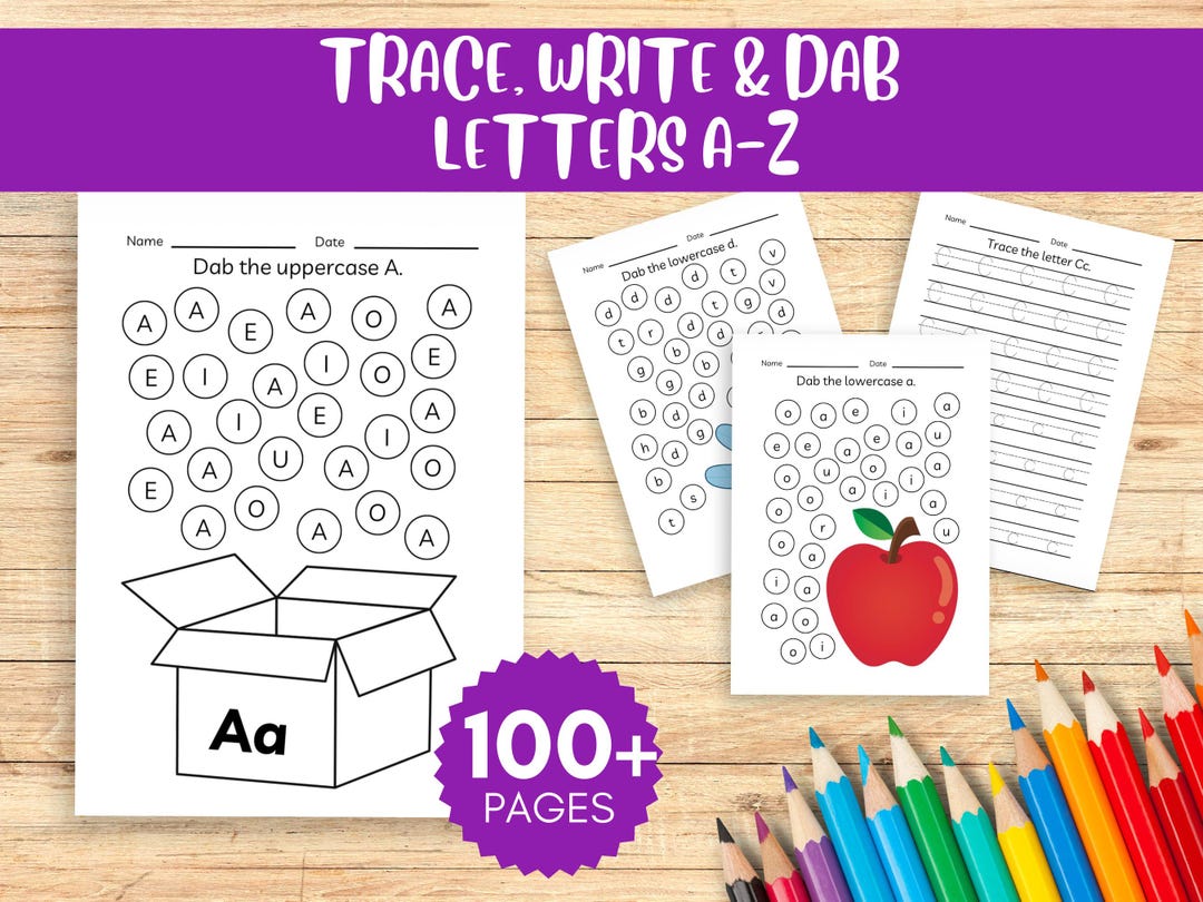 Preschool Alphabet Tracing Workbook | Trace Write Dab Letters A-Z (100 ...
