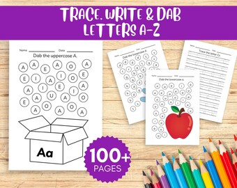 Preschool Alphabet Tracing Workbook | Trace Write Dab Letters A-Z (100 ...