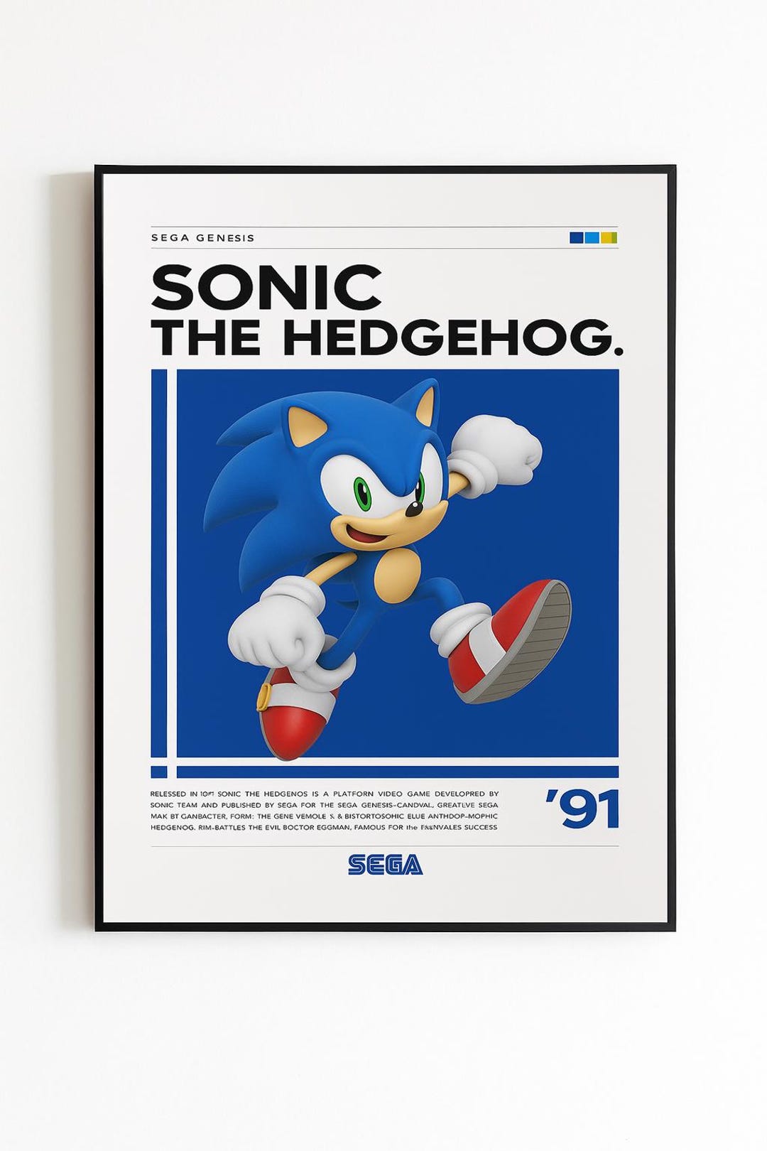 Sonic the Hedgehog Poster, Retro Video Game Art, Sega Genesis Wall ...
