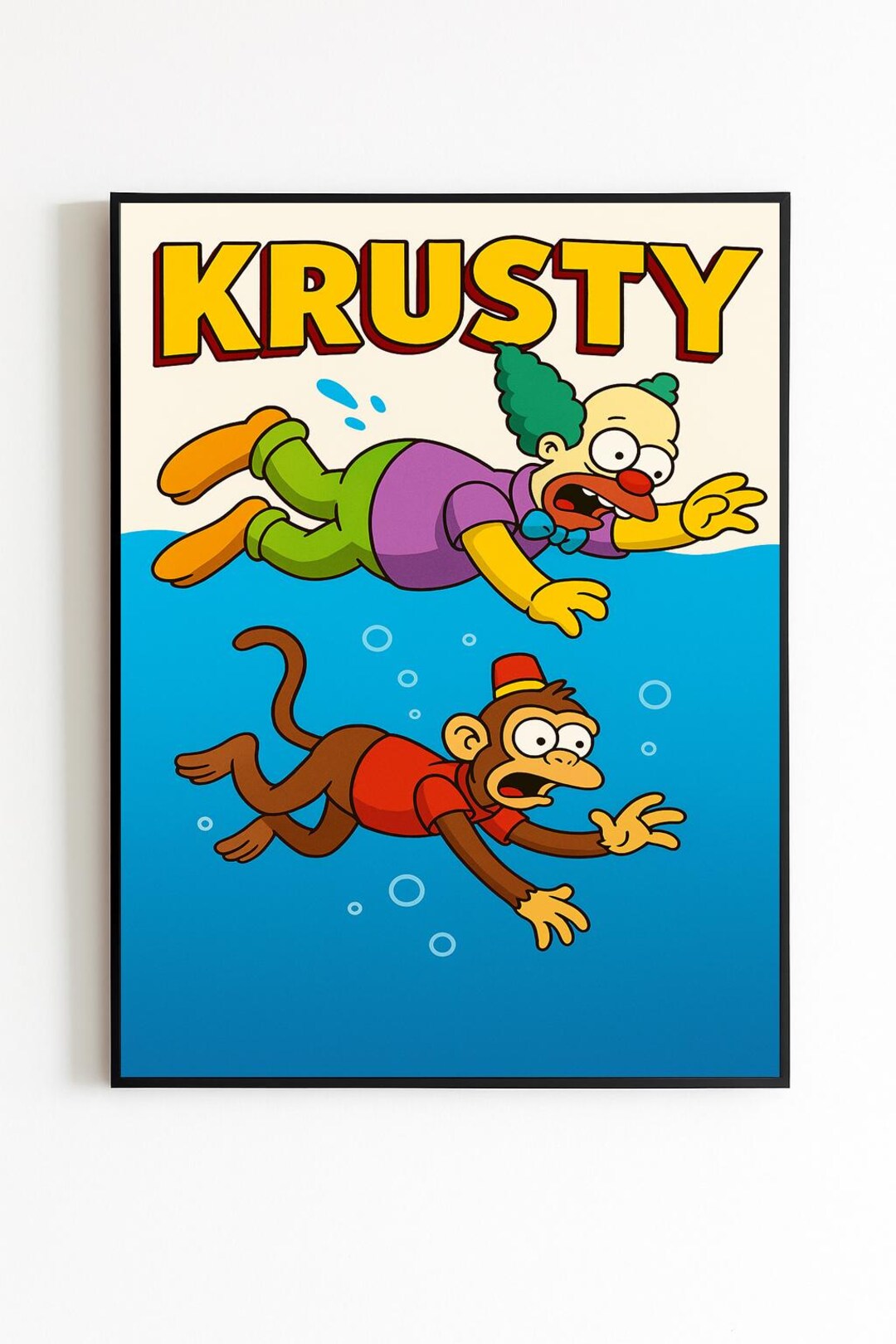 Krusty the Clown Poster, Simpsons Decor, Krusty Poster, Kids Room Decor ...
