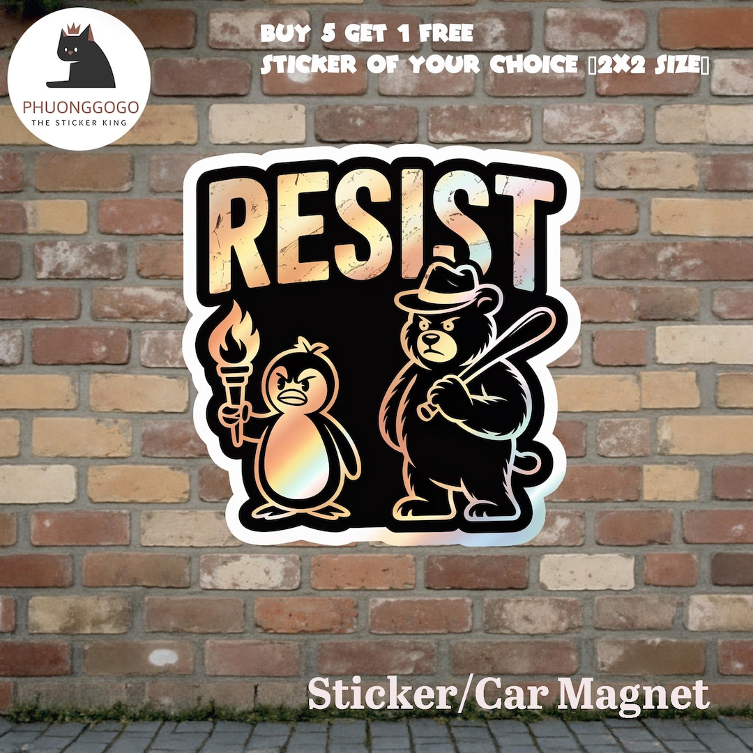 Resist Bear Sticker, Bear Resist Sticker, FDT Resist Sticker, Anti ...