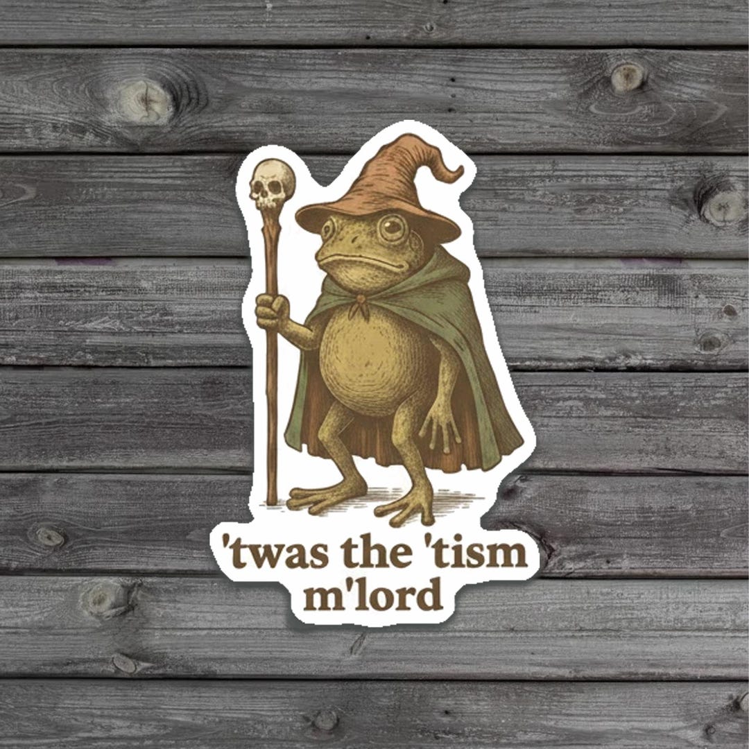 Twas the Tism Frog Wizard Sticker. Funny Autism Sticker, Autism Gift ...