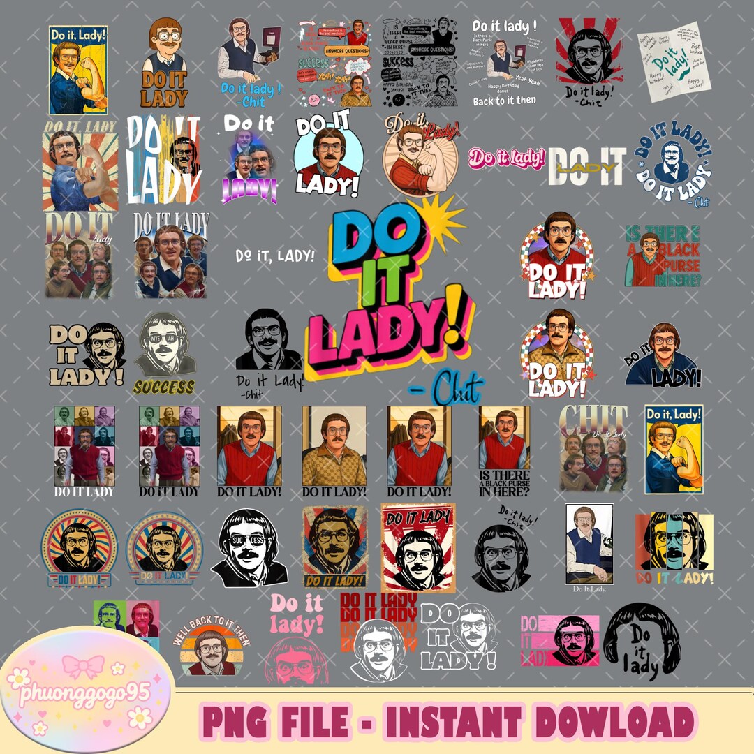 50+ Do It Lady Chit Png Bundle, Retro Comedy Png, Feminist Empowerment ...