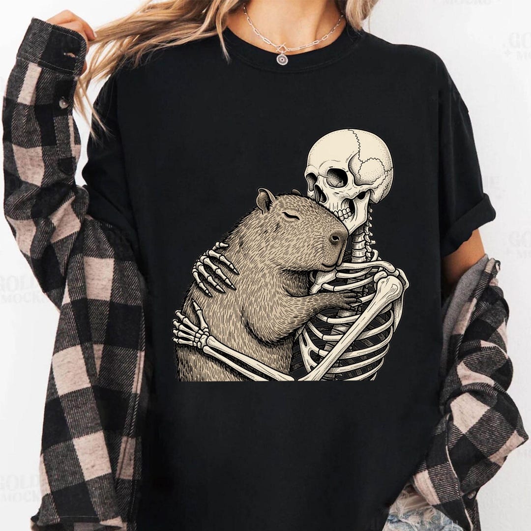 Skeleton Hugging Capybara Halloween Png, Capyboora Png, Ghost Capybara ...