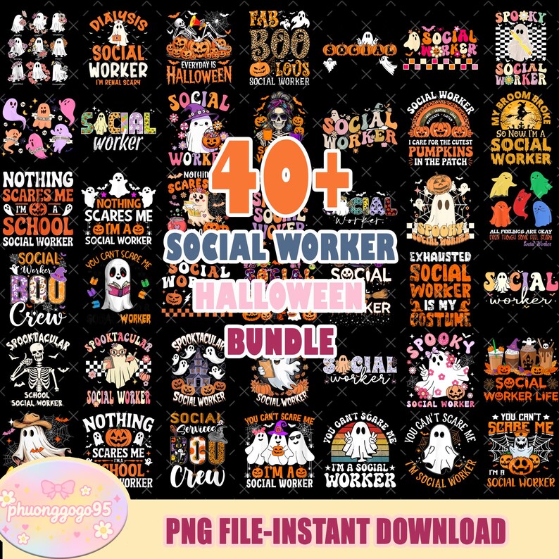 40+ Social Worker Halloween PNG Bundle, Funny Spooky Ghost Pumpkin ...