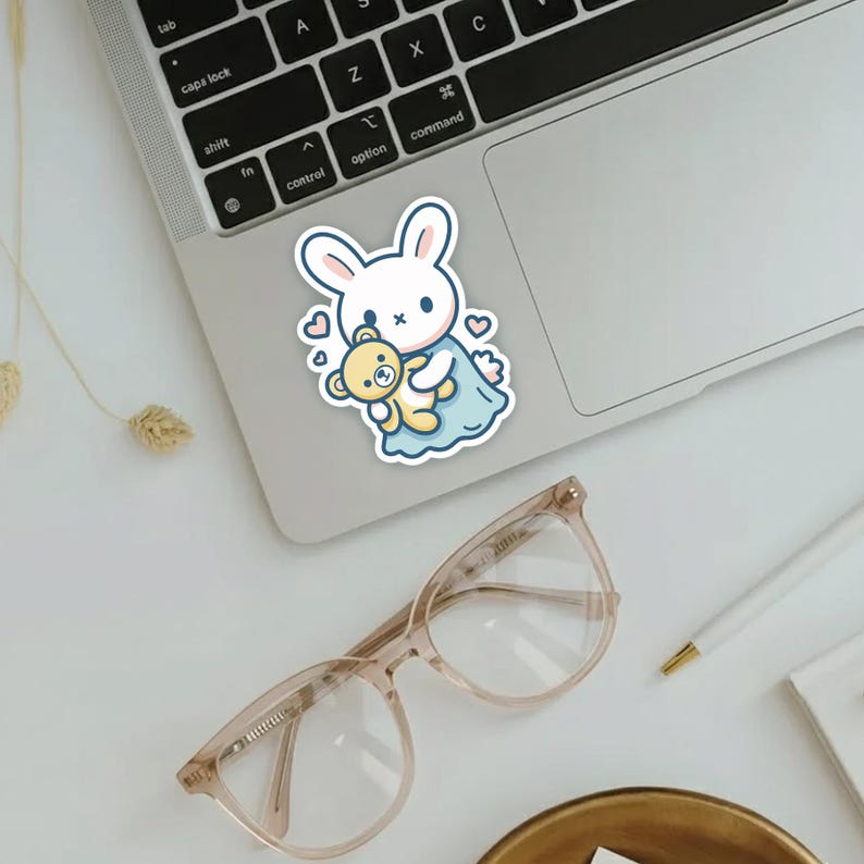 Miffy Holding Smiski Sticker | Die Cut Sticker - Holographic Heart ...