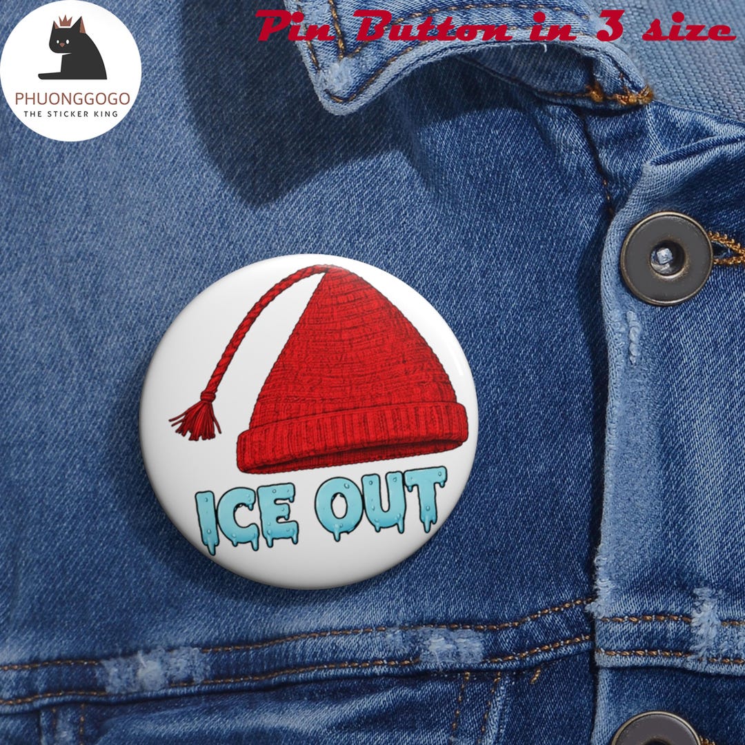 Ice Out Hat Pin, Melt the ICE Hat in Button, Red Ice Out, Melt ICE ...