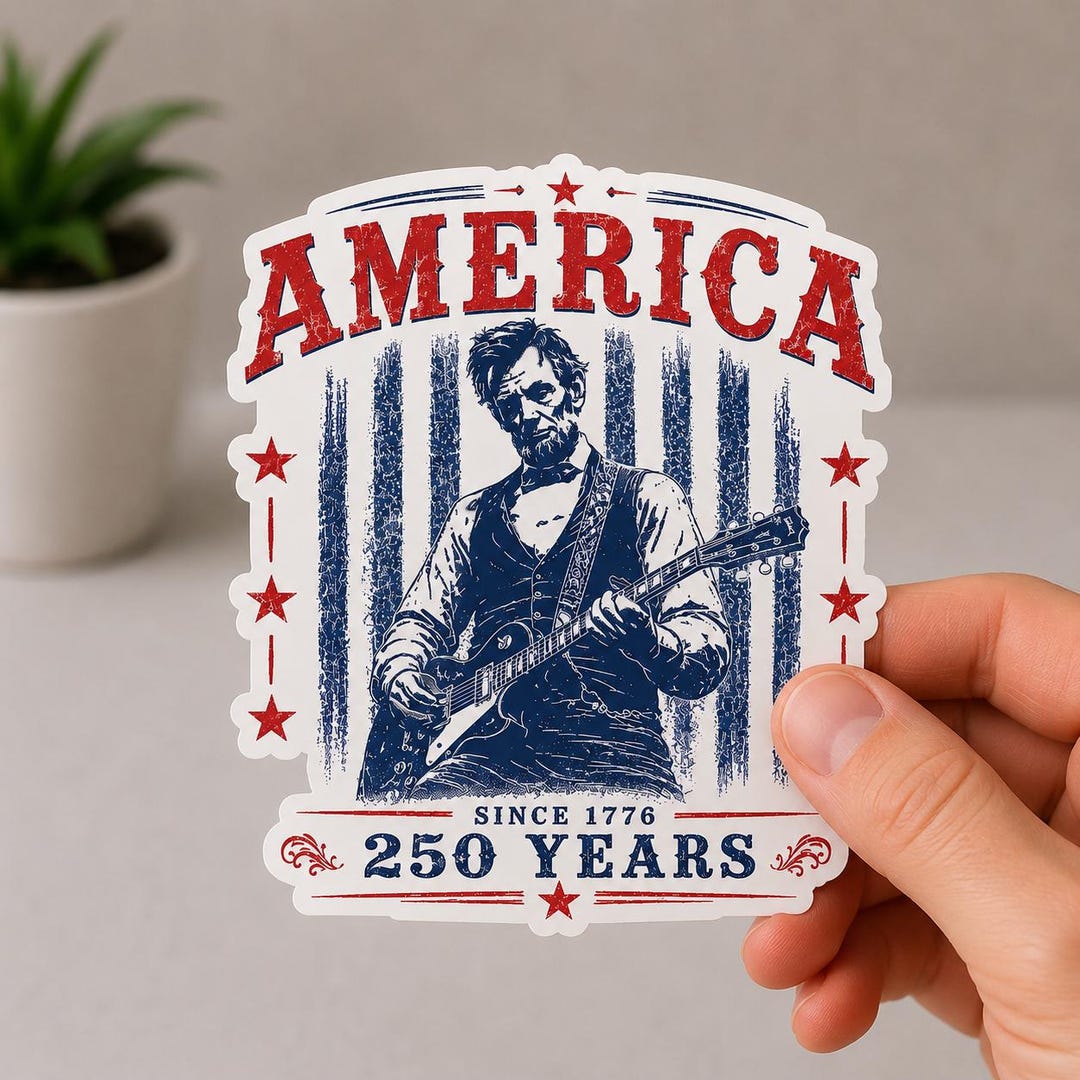 200 PCS Abraham Lincoln Guitar Sticker, Patriotic Music Decal, America ...