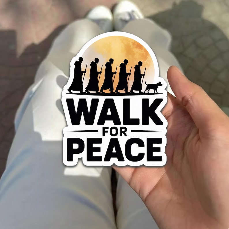 Buddhist Monks Walk for Peace Sticker, Spiritual Mindfulness Decal ...
