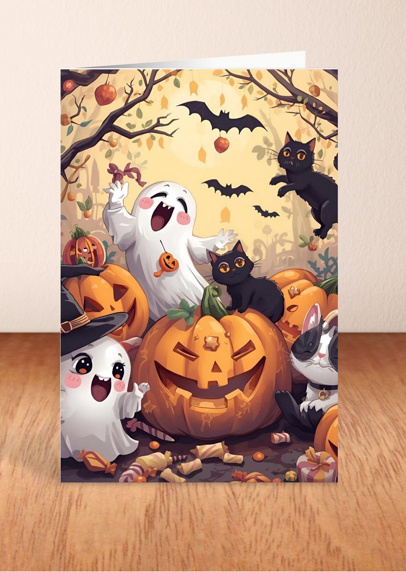 Digital Halloween Greeting Card | 20 Printable Spooky Card Designs ...