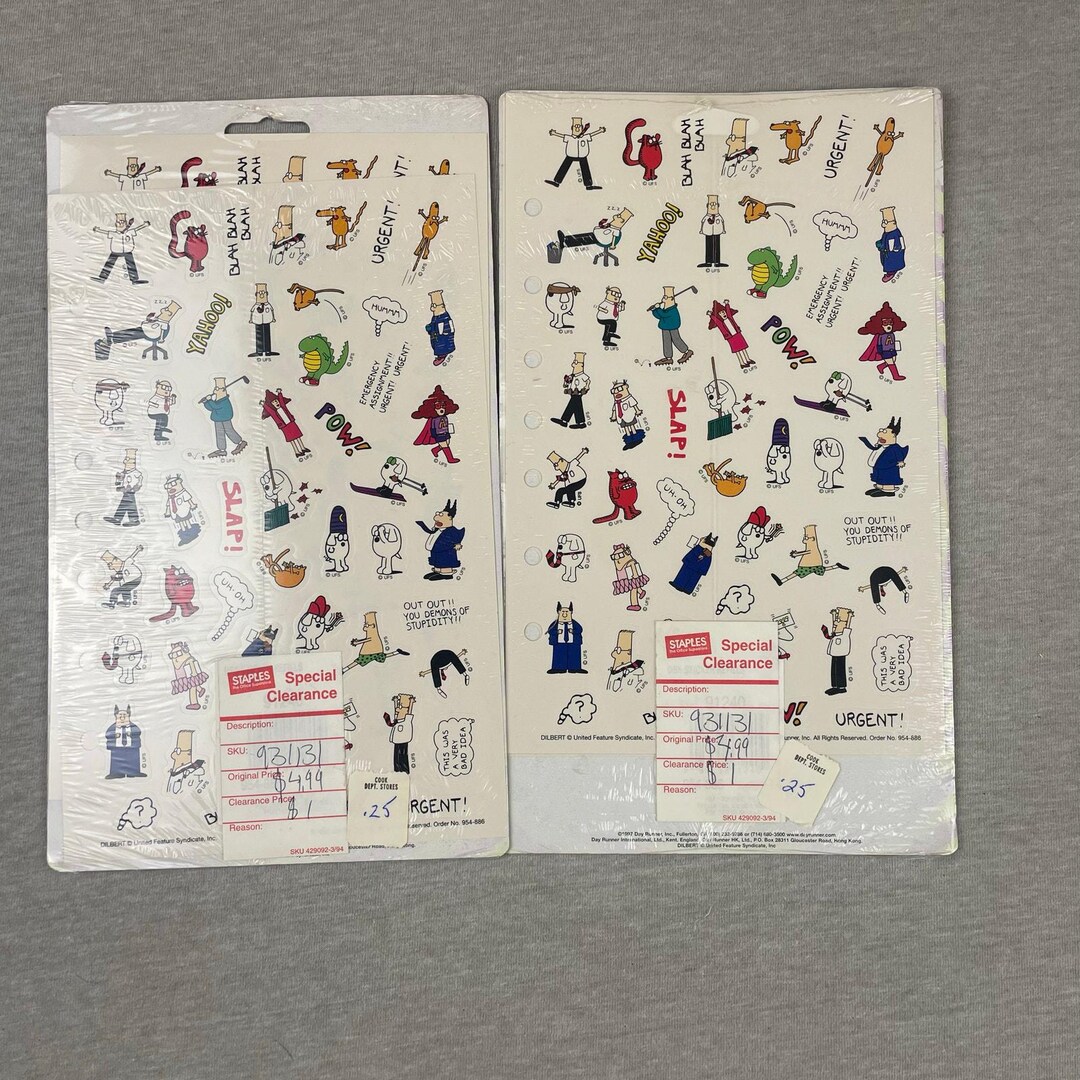 Vintage 2-pack Day Runner Dilbert 2 Sheets Stickers Planner 1997 New ...
