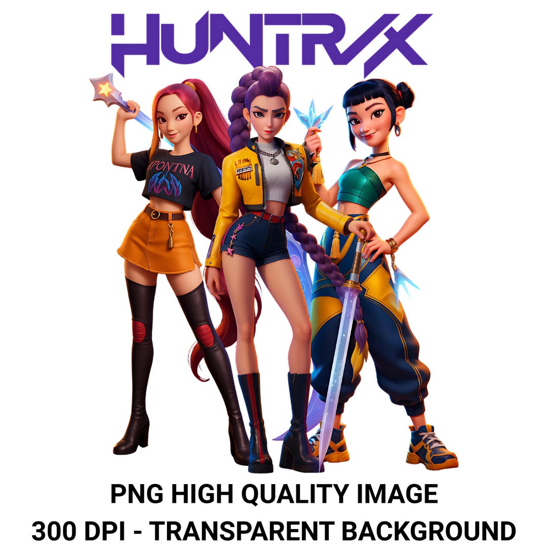 Kpop Huntrix PNG | Demon Hunters Anime Clipart | High-quality 300DPI ...