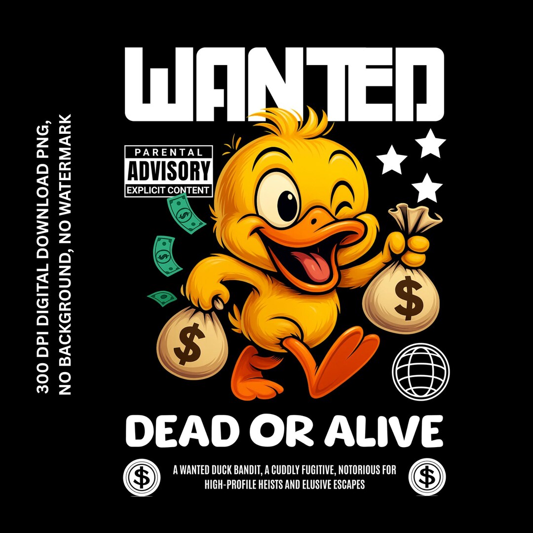 Funny Duck Bandit PNG: Cartoon Outlaw Clipart (digital Download, 300 ...