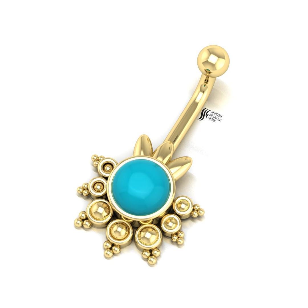 Turquoise Belly Button Ring, Turquoise Navel Piercing Jewelry, Boho ...