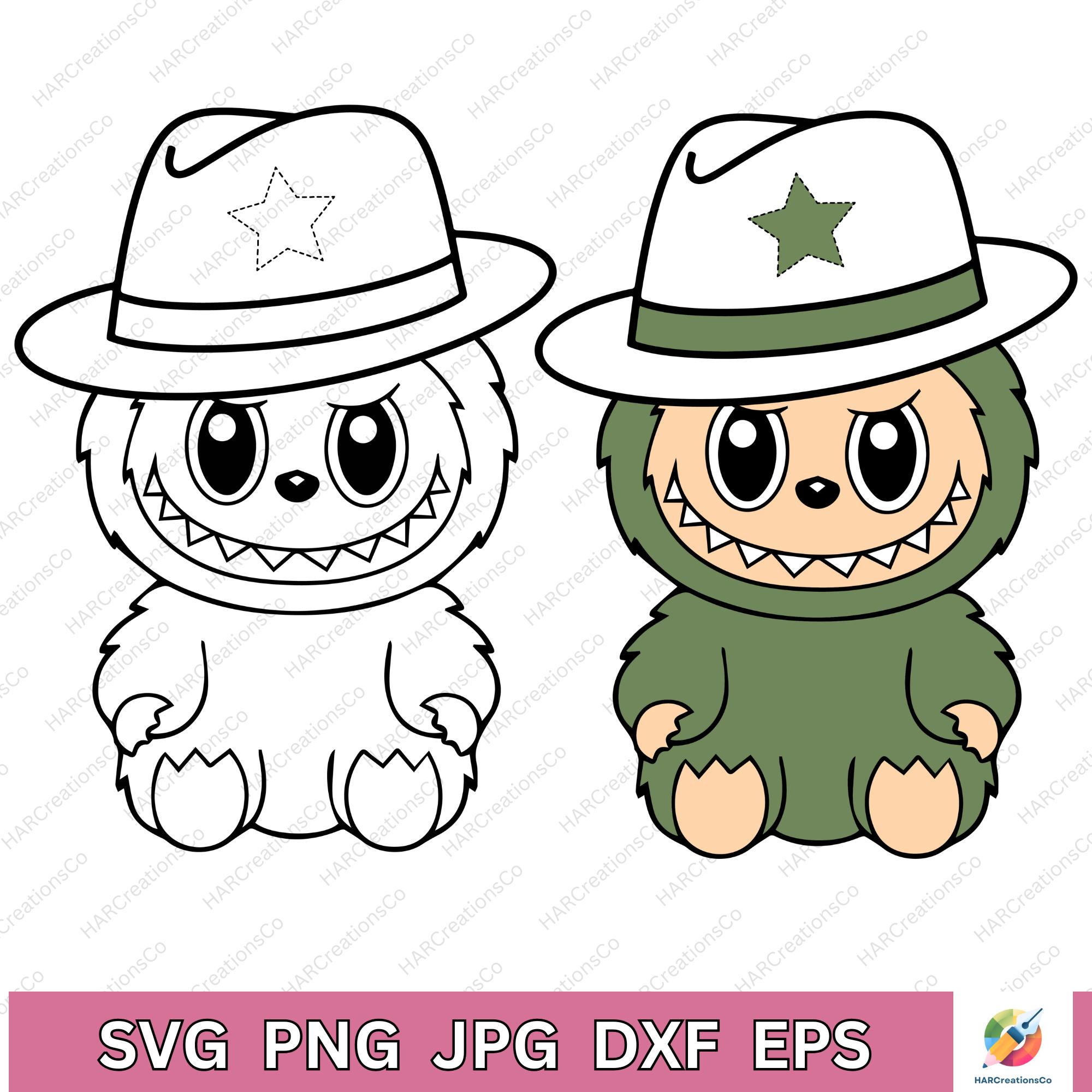 Labubu With Hat Svg, Png, Eps Bundle, Labubu With Cowboy Hat, Labubu ...
