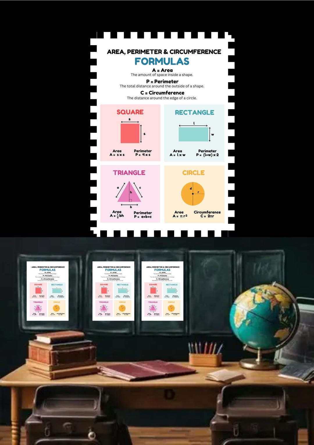 Math Formulas Poster | Printable Educational Cheat Sheet (digital ...