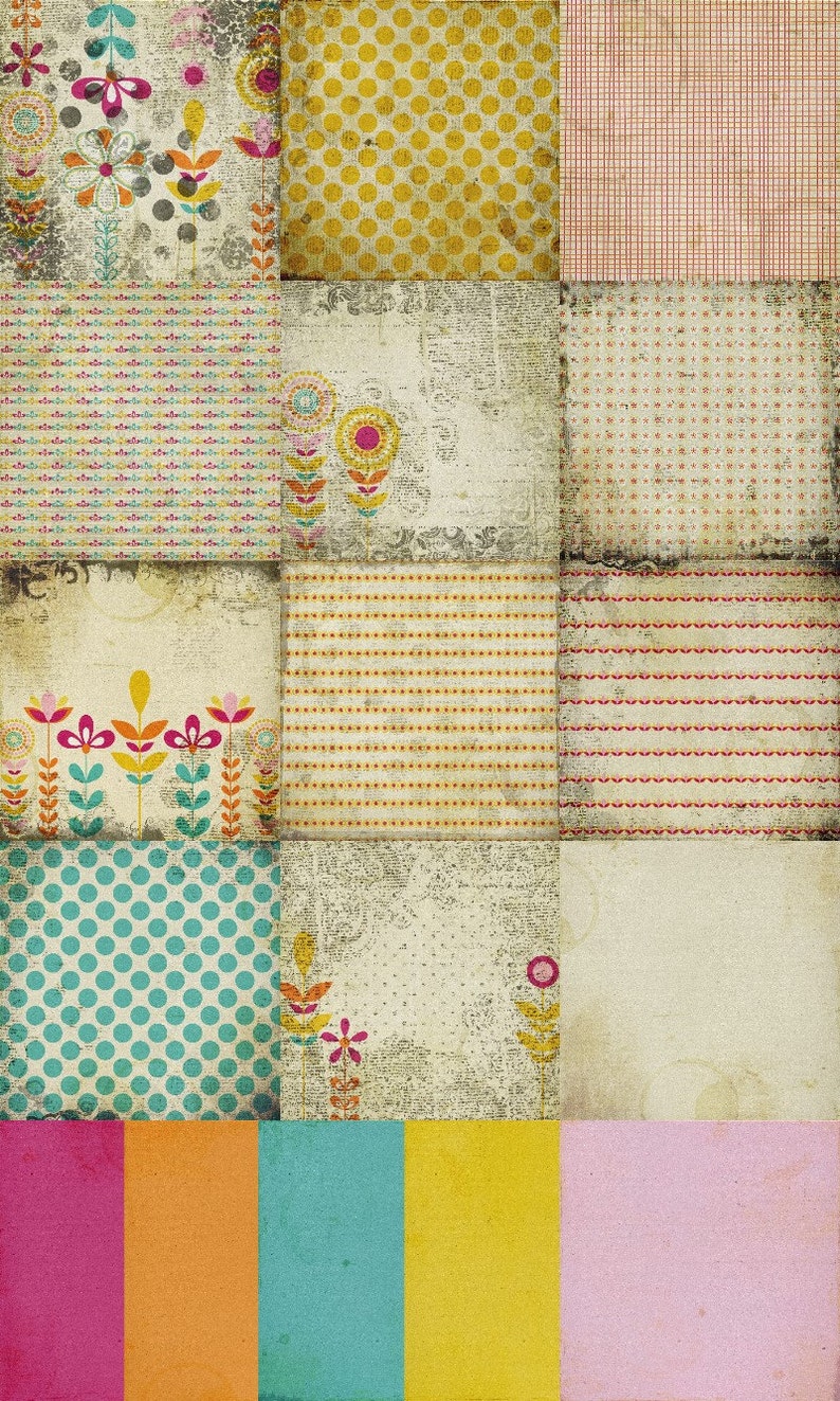 Altered Bohemian 12x12 Digital Scrapbooking Papers, Printable, Instant ...