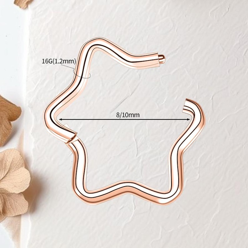Five Pointed Star Shape Nose Ring 16G Septum Conch Rook Daith Tragus ...