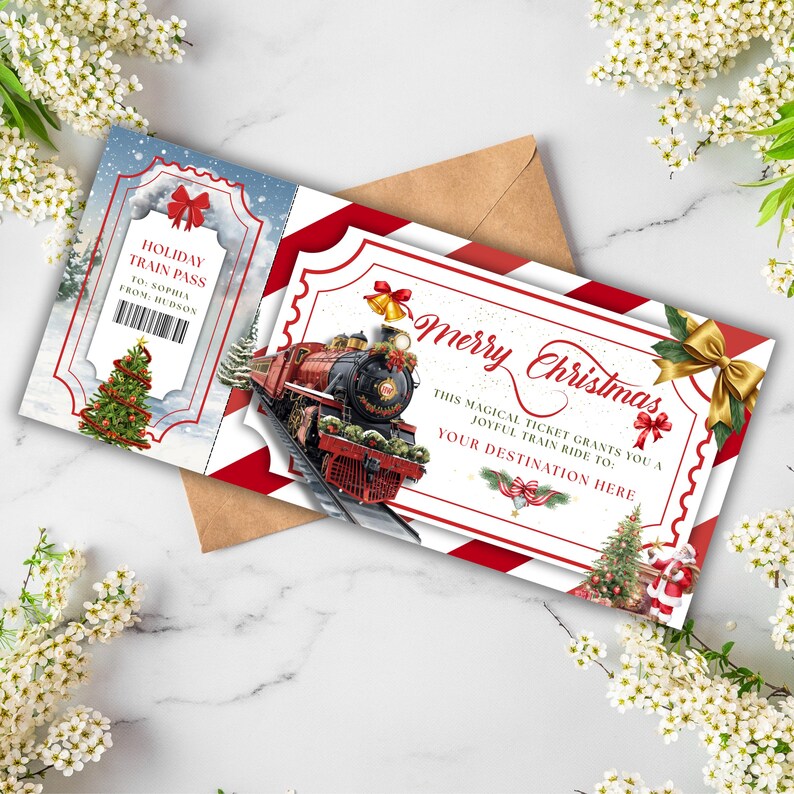 Christmas Train Ticket Printable, Voucher (PDF Downloadable File) - Etsy