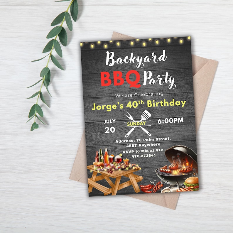 Editable Backyard BBQ Invitation: Grill Party Canva Template (5x7 ...