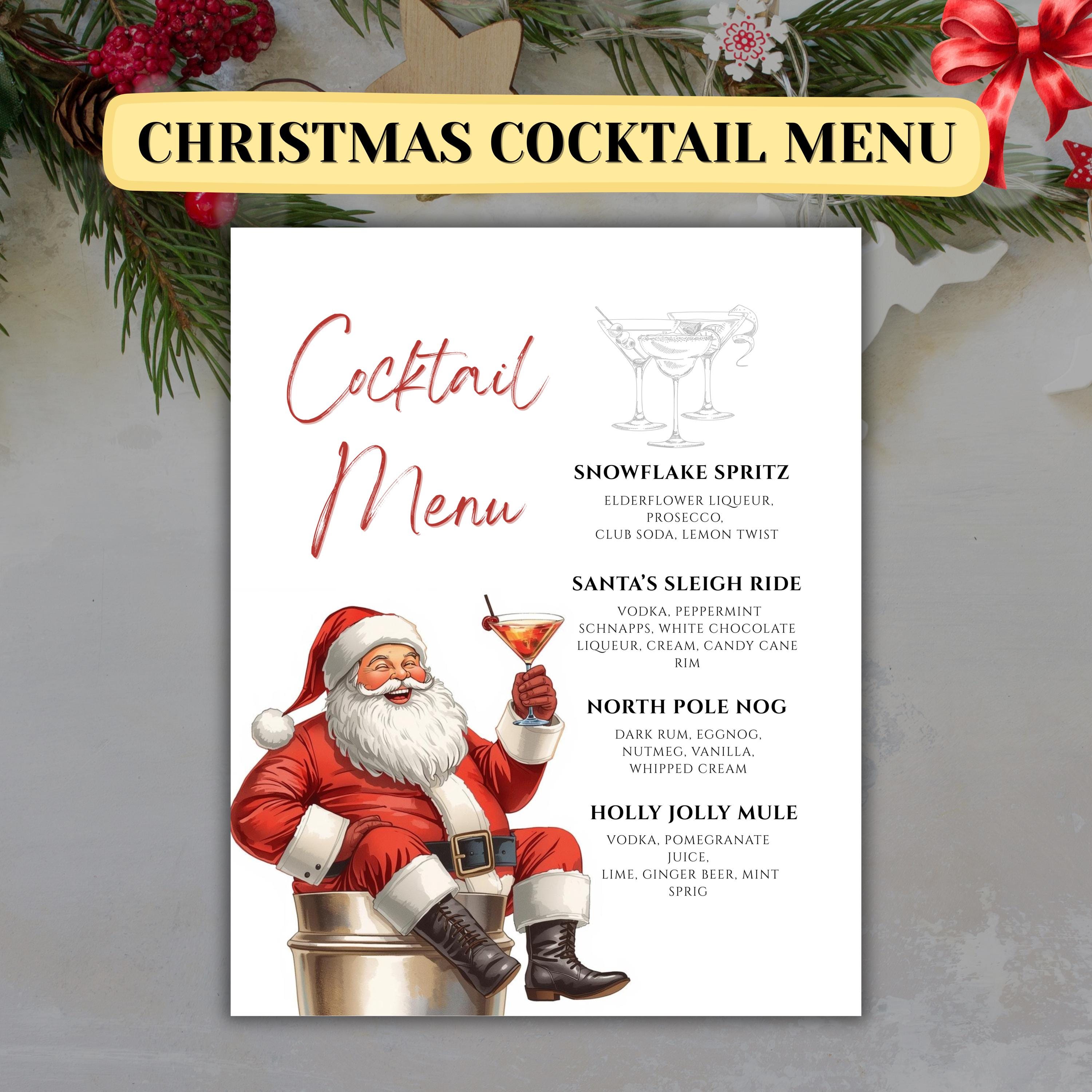 Christmas Cocktail Menu Sign, Holiday Martini Bar (editable Canva ...
