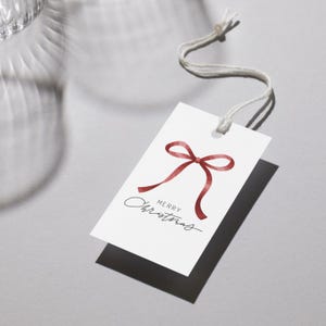 Editable Red Bow Christmas Gift Tags, Printable Holiday Present Labels ...