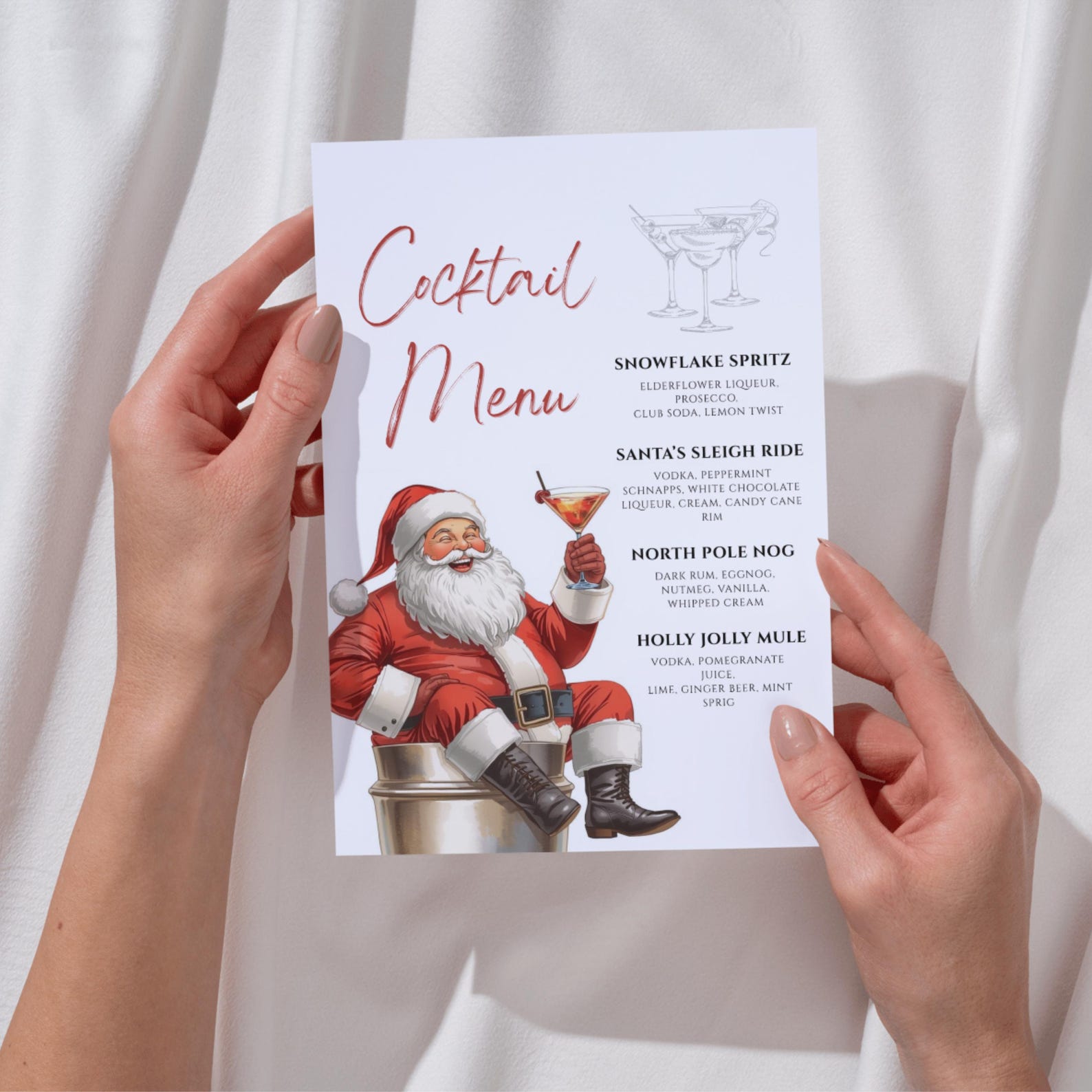 Christmas Cocktail Menu Sign, Holiday Martini Bar (editable Canva ...