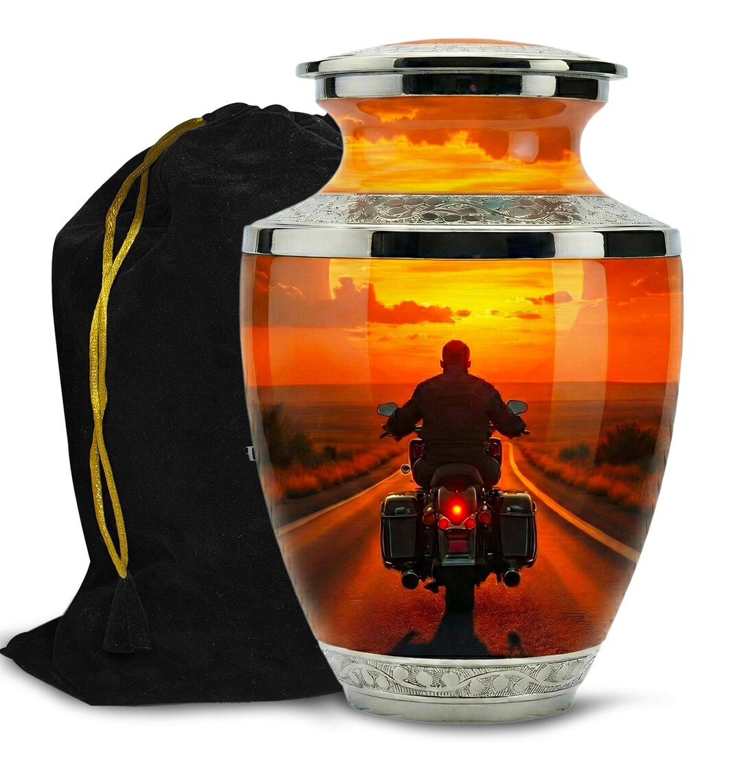 Motorcycle Sunset Cremation Urn for Human Ashes – Funeral Urns for ...