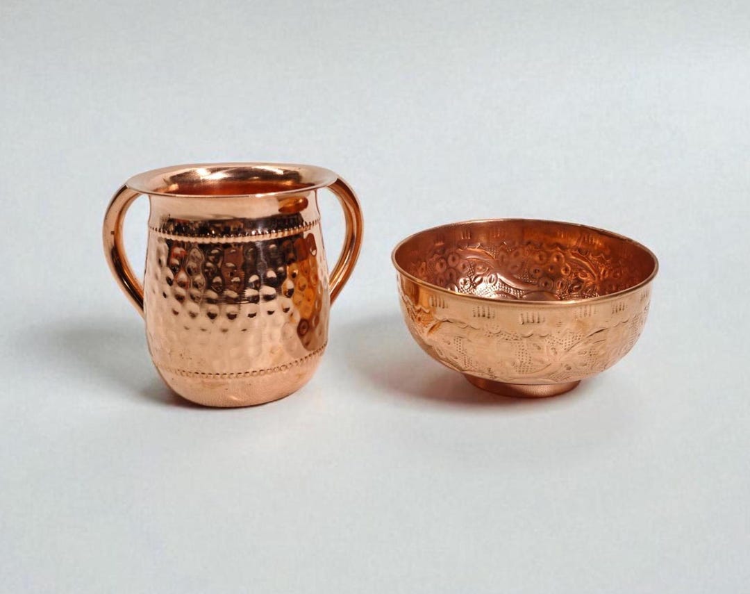 Hammered Copper Netilat Yadayim Cup With Bowl | Jewish Hand Washing - Etsy