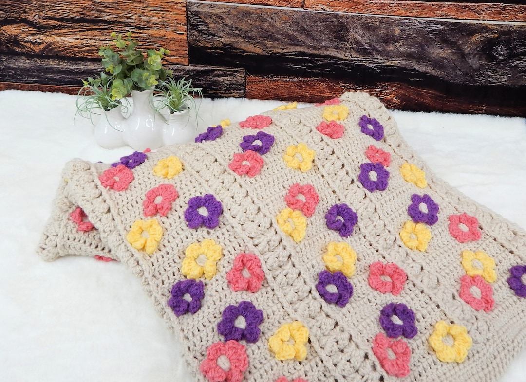 Wild Flower Crochet Blanket Pattern: DIY Home Decor (PDF Instant ...