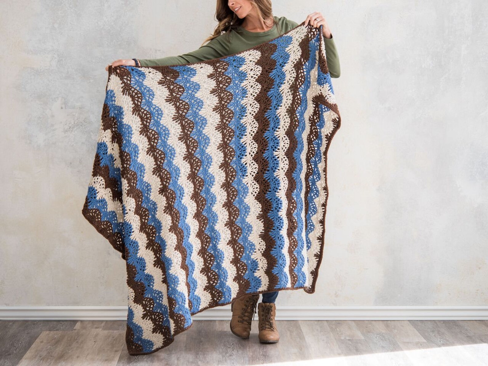 Ripple Lace Crochet Blanket Pattern: Customizable Throw (PDF Download ...
