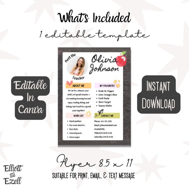 Editable Meet the Teacher Template: Back to School, Canva (digital ...
