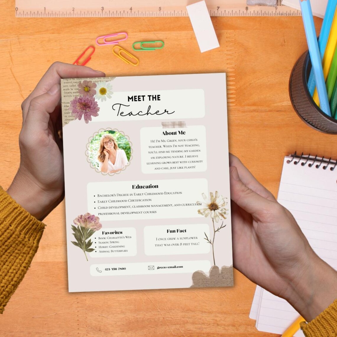 Editable Floral Meet the Teacher Canva Template | 8×10 Digital Download ...