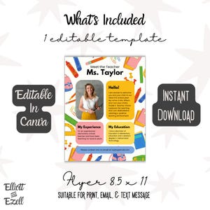 Editable “meet the Teacher” Template - Bright School Supplies Theme ...