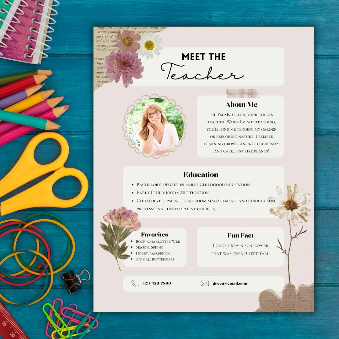 Editable Floral Meet the Teacher Canva Template | 8×10 Digital Download ...