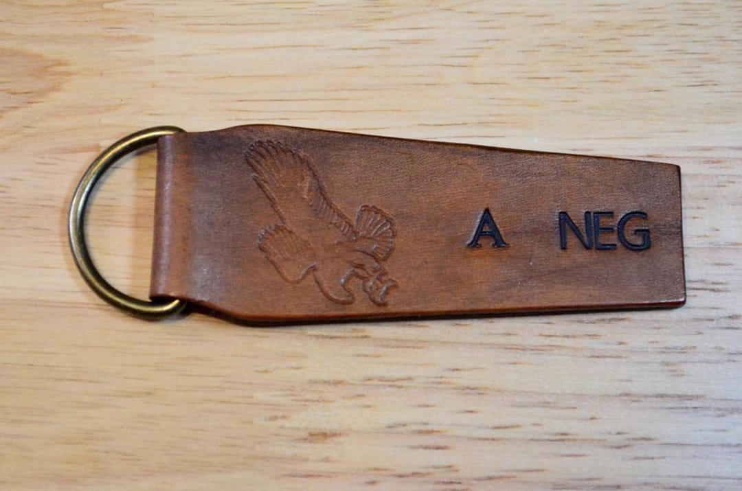 Handmade Leather Blood-type Keychain: A Negative, Stamped Eagle - Etsy