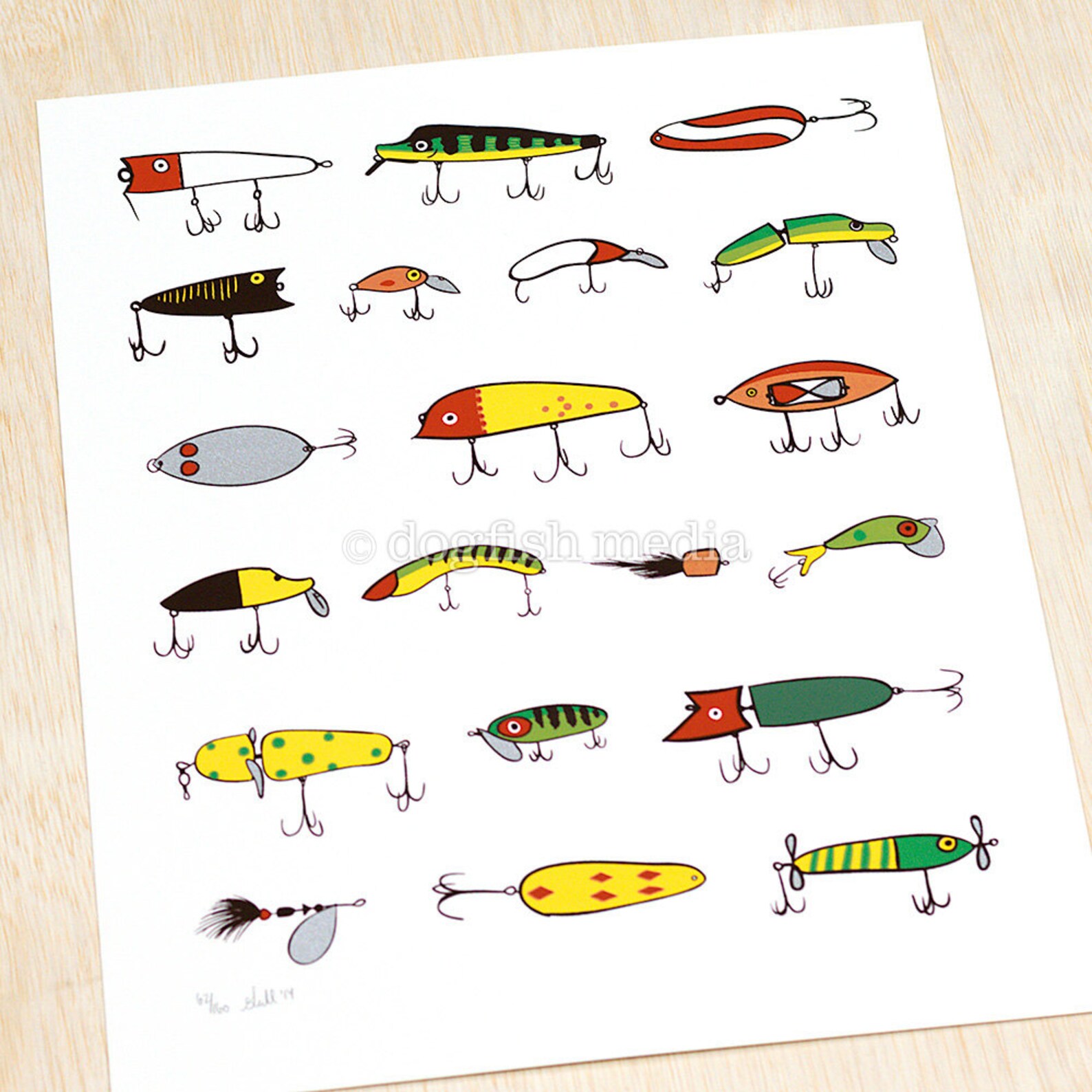 11 X 14 Fishing Lures Screen Print Poster | Etsy