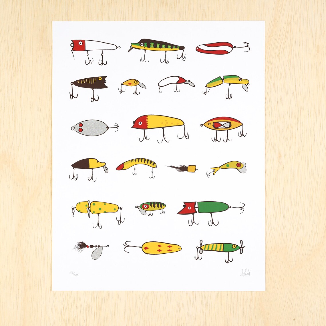 11 X 14" Fishing Lures Screen Print Poster - Etsy