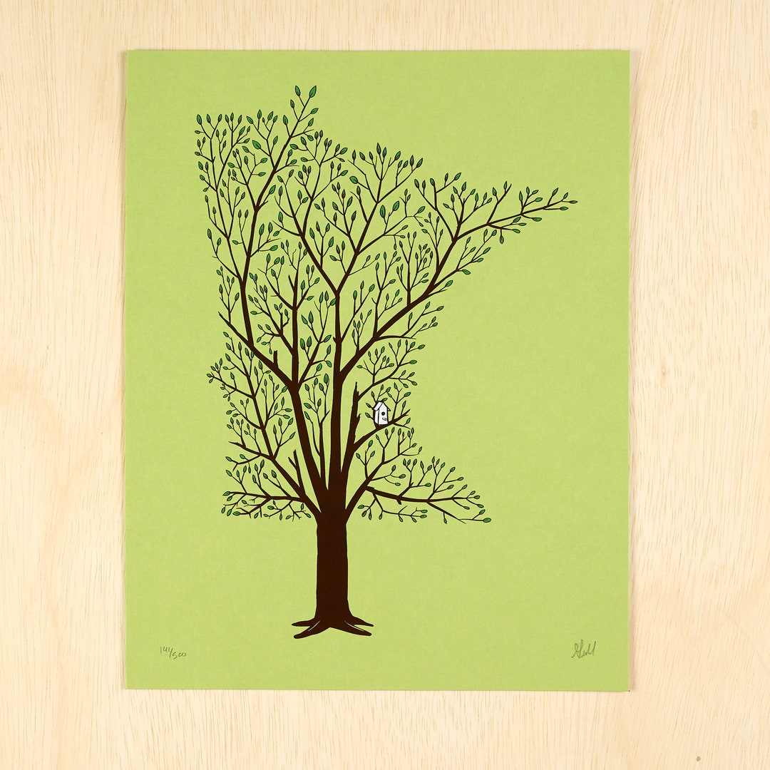 MN Grown - Spring | Minnesota Tree Screenprint Poster - Etsy