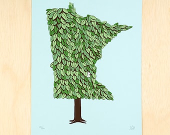 MN Grown Spring Minnesota Tree Screenprint Poster - Etsy