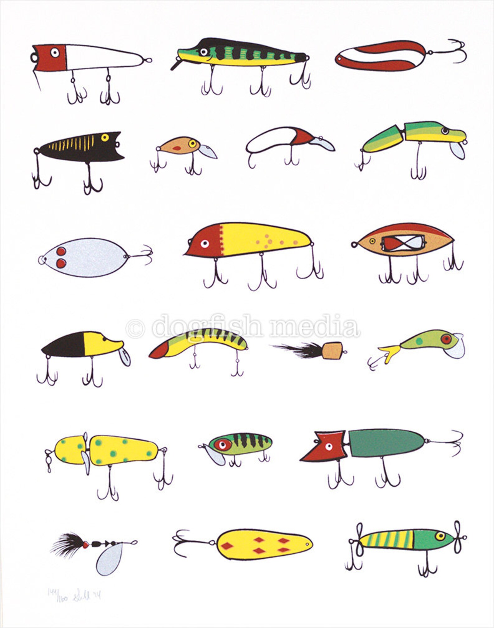 11 X 14 Fishing Lures Screen Print Poster | Etsy