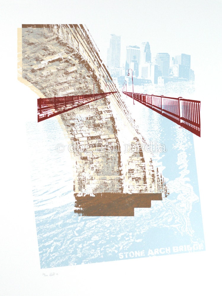 11 X 14" Stone Arch Bridge Screen Print Poster - Etsy