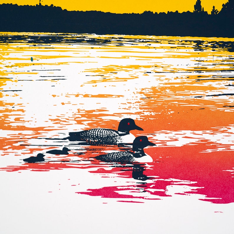 Loon Family Sunset - Etsy