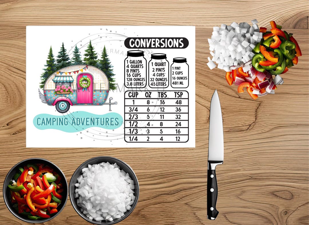 Camper Kitchen Conversion Chart PNG: Retro RV Cutting Board Design ...