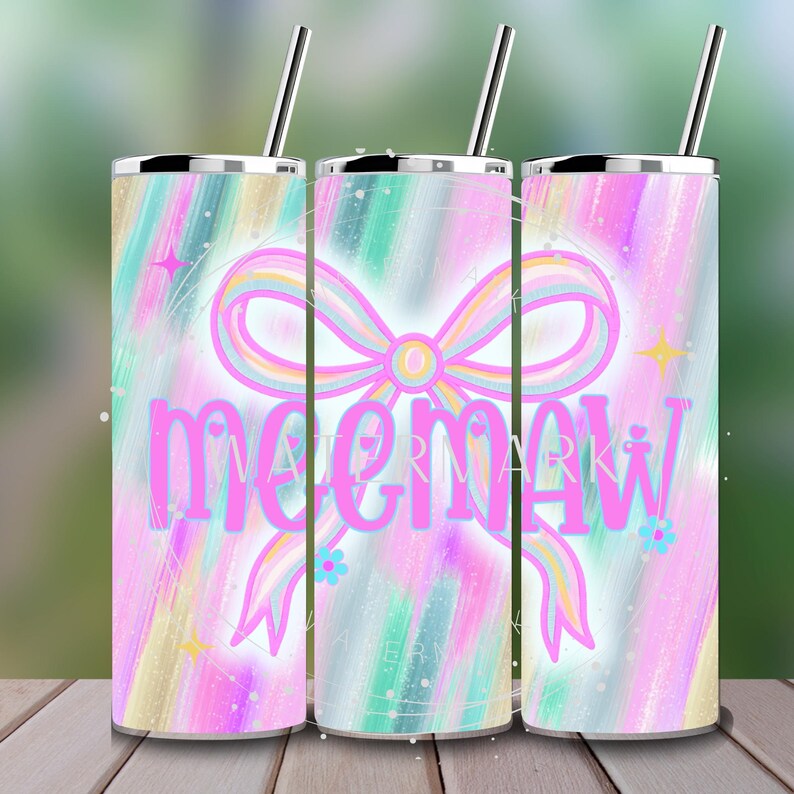 A “meemaw” PNG Sublimation Design – Pastel Bow & Heart Letter Grandma ...